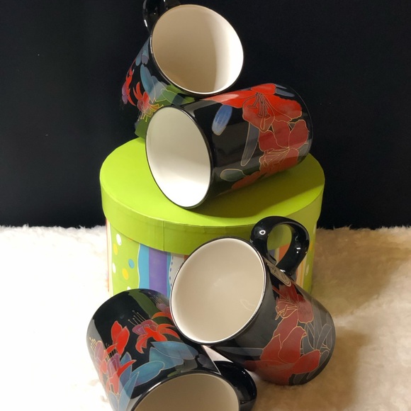 Dunoon | Dining | Set Of 4 Eden By Dunoon Stoneware Mugs Black Wred ...